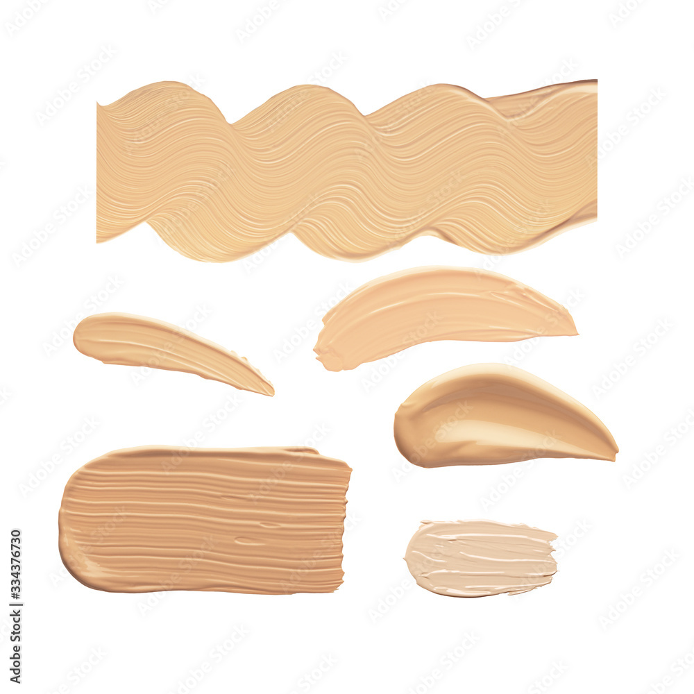 Various sizes and shapes of foundation isolated on white background ...