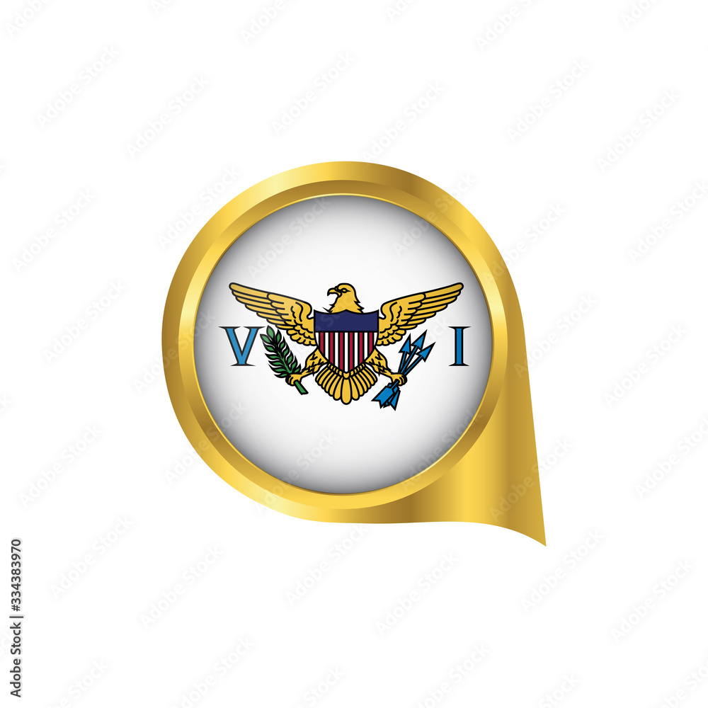 Flag of United States Virgin Islands, location map pin, pointer flag ...