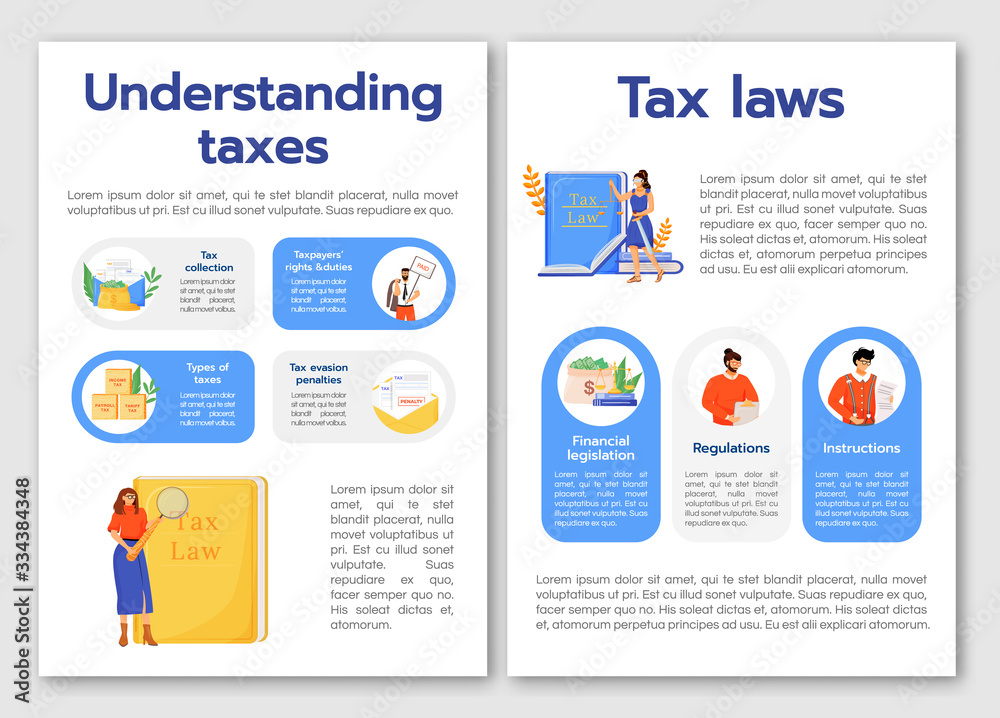 Understanding taxes flat vector brochure template. Tax laws flyer ...