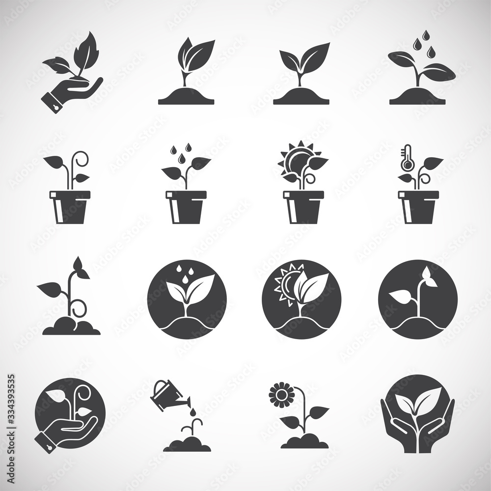 Seed related icons set on background for graphic and web design ...