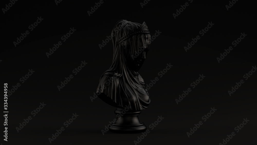 Black Woman Bust Sculpture with Drapery Black Background 3d ...