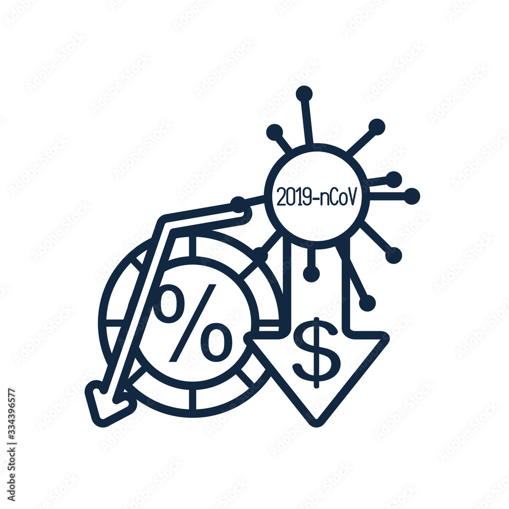 stock market crash concept, descending financial arrow and covid19 ...