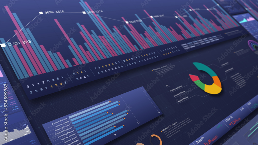 Foto de Business stock market, trading, info graphic with animated ...