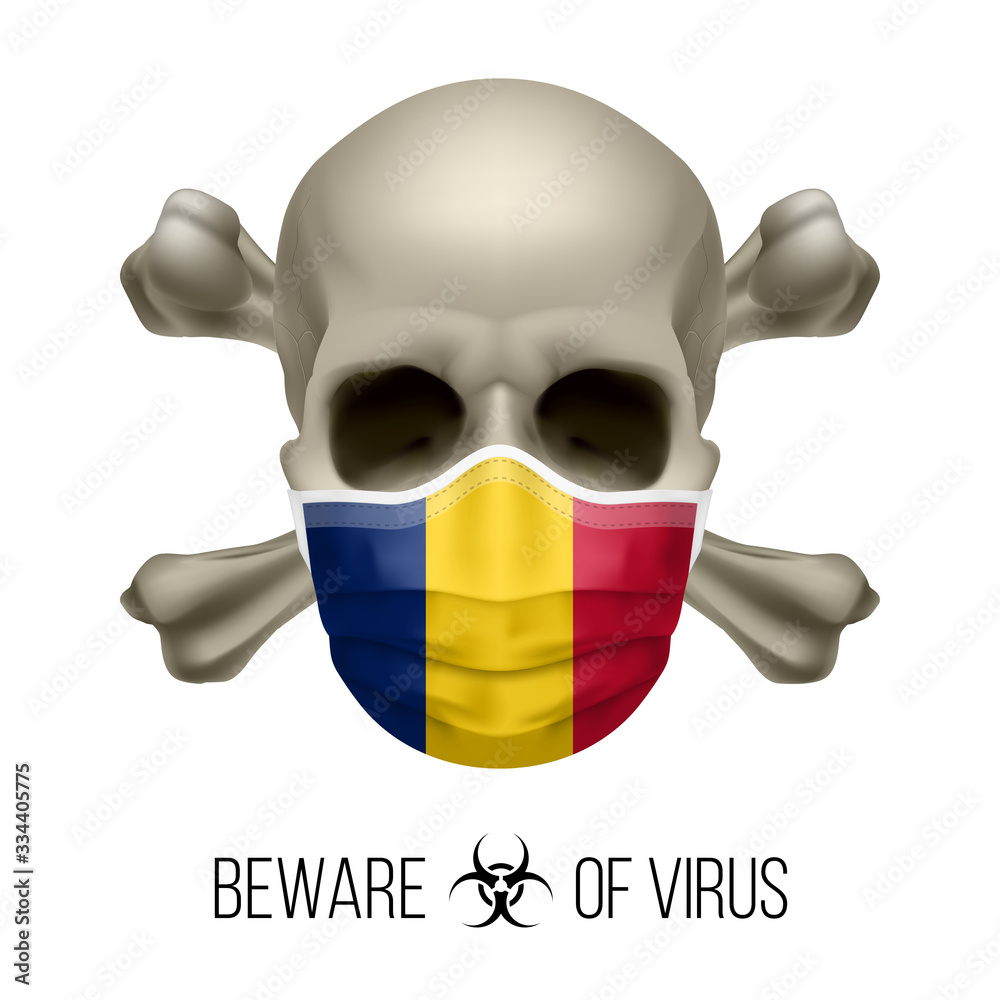 Human Skull with Crossbones and Surgical Mask in the Color of National ...