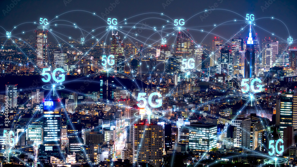 Foto de 5G network wireless systems and internet communication with ...