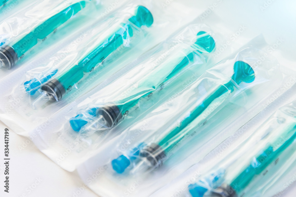 Syringe and needle, sterile medicine equipment. medical equipment ...