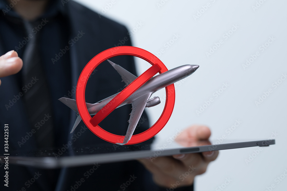 No flying symbol on white background with prohibit sign vector on ...