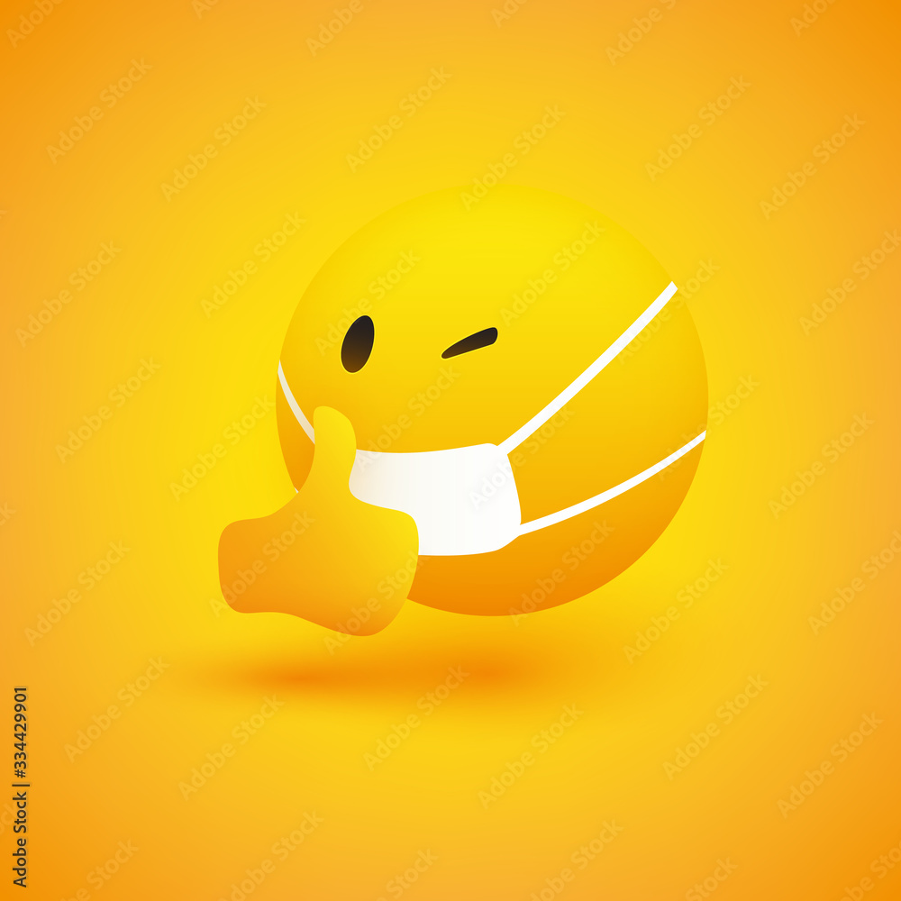 Emoji - Simple Emoticon with Winking Eye, Showing Thumbs Up and Wearing ...