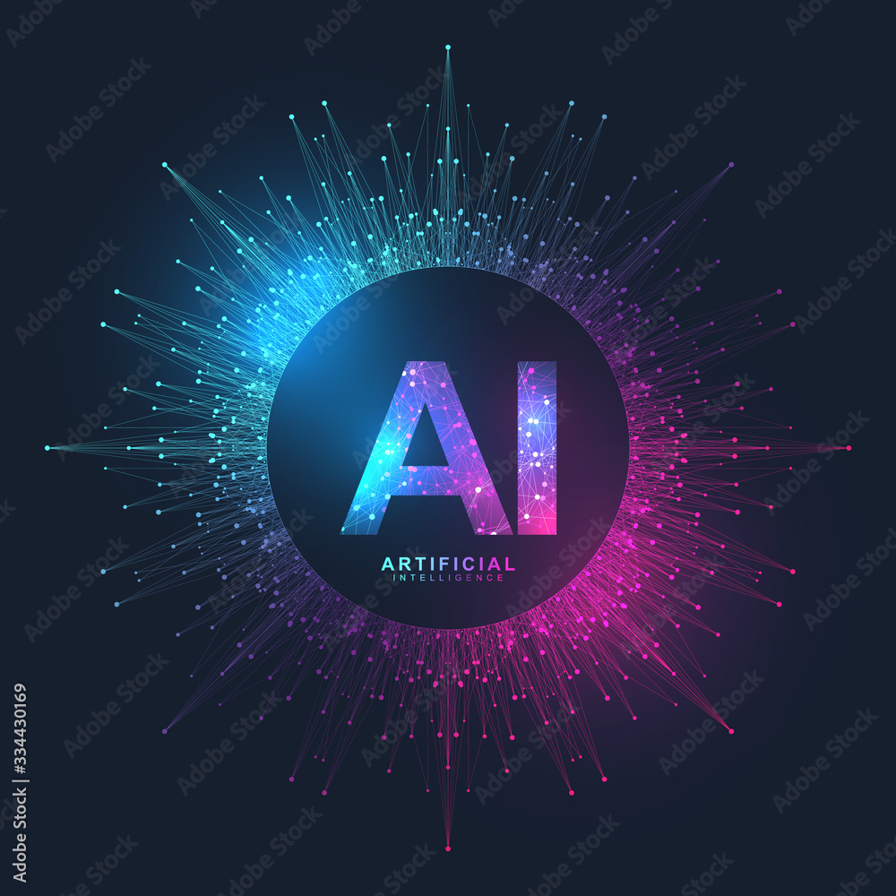 Artificial Intelligence Logo Plexus effect. Artificial Intelligence and ...