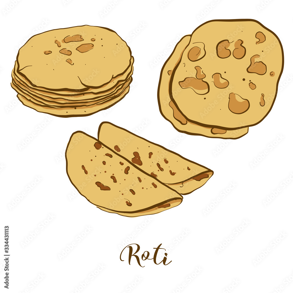 Colored drawing of Roti bread Stock Vector | Adobe Stock