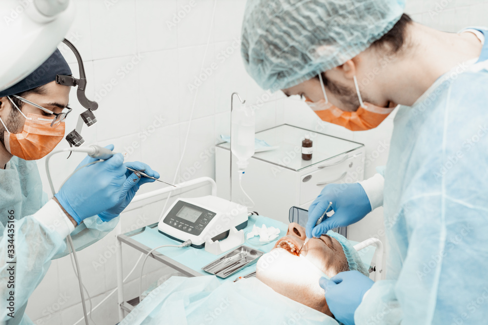 Dentists will perform an operation, implant placement. Real operation ...