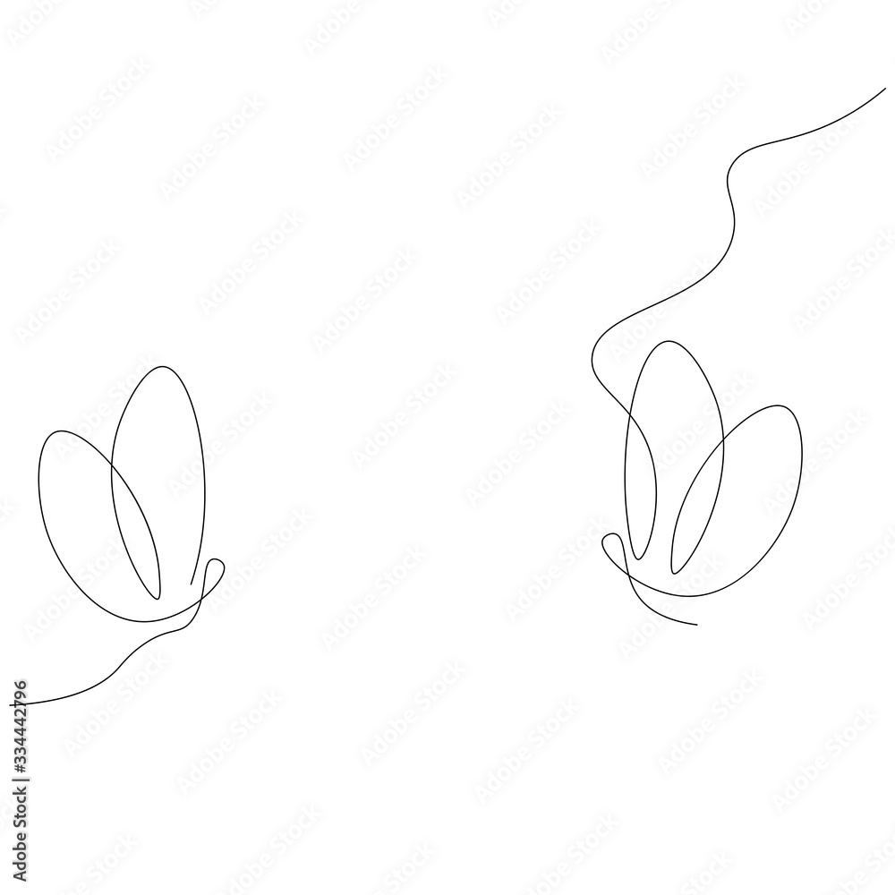Butterfly fly line drawing. Vector illustration. Stock Vector | Adobe Stock