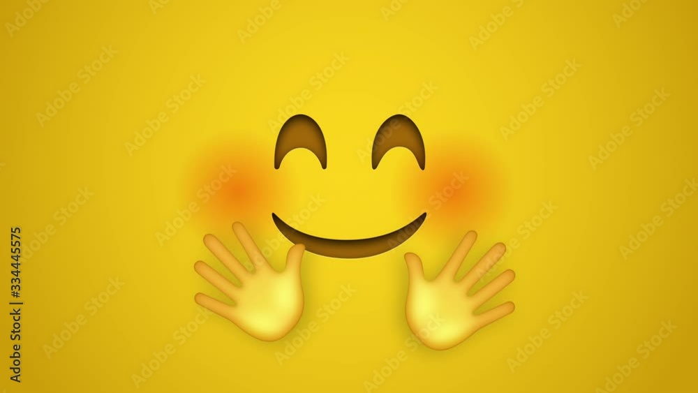 Animated colorful looping hugging face emoji background for apps or ad ...
