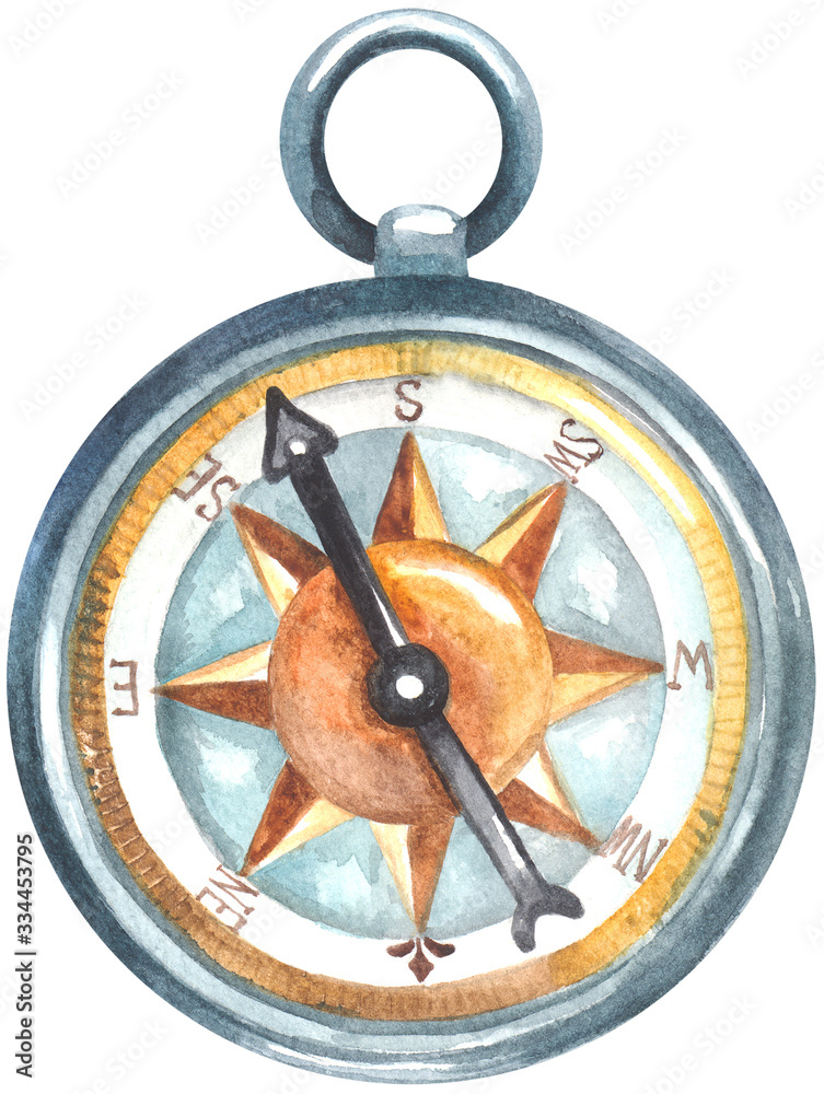 Compass watercolor Stock Illustration | Adobe Stock