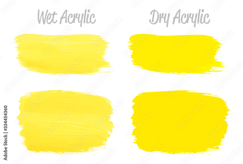 Vector yellow paint smear stroke stain set. Abstract acrylic textured ...