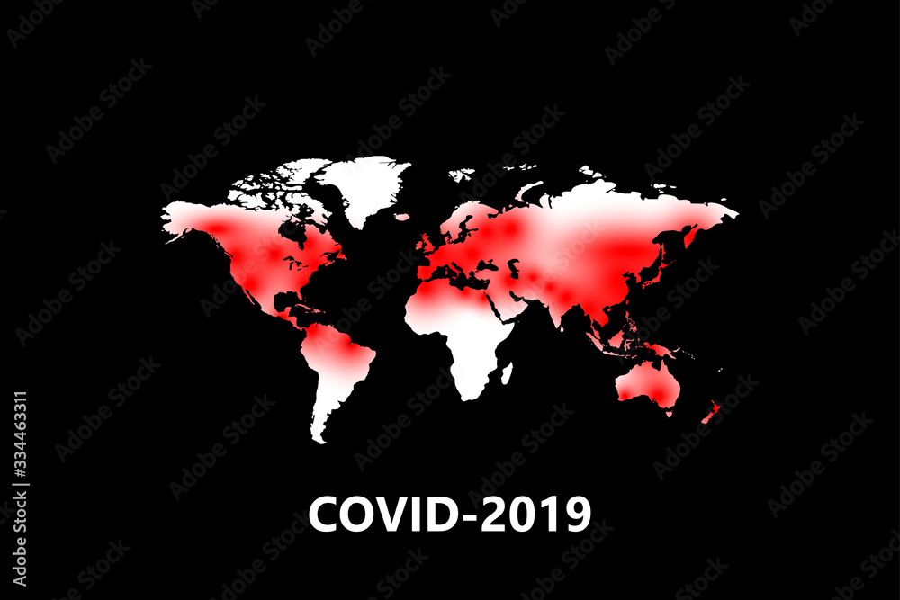 Map of pandemia spread Coronavirus.Virus Covid -19. Epidemic outbreaks ...