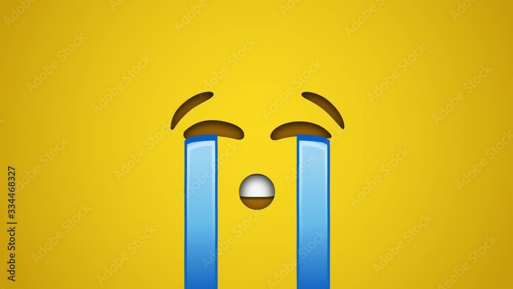 Animated colorful looping loudly crying face emoji background for apps ...