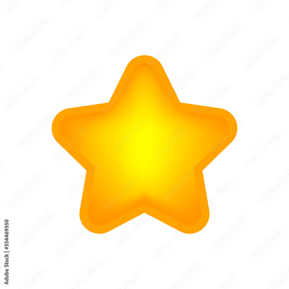 glowing star shape sign isolated on white, one star cute yellow gold ...