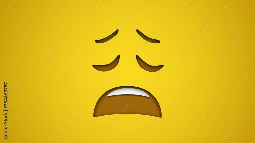 Animated colorful looping weary face emoji background for apps or ad ...