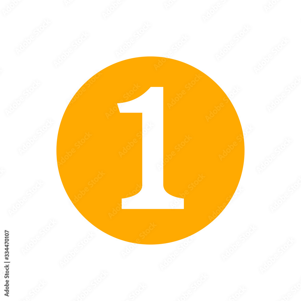 Icon Number 1 In Circle Orange Isolated On White Flat Currency Coin icon-number-1-in-circle-orange-isolated-on-white-flat-currency-coin