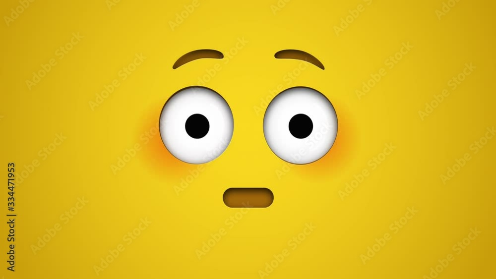 Animated colorful looping flushed face emoji background for apps or ad ...