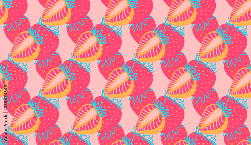 Seamless pattern of Strawberrys virtual background for Zoom. Whole and ...