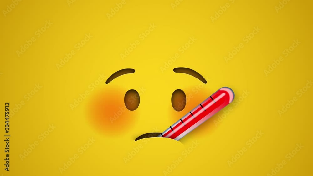 Animated colorful looping face with fever thermometer emoji background ...