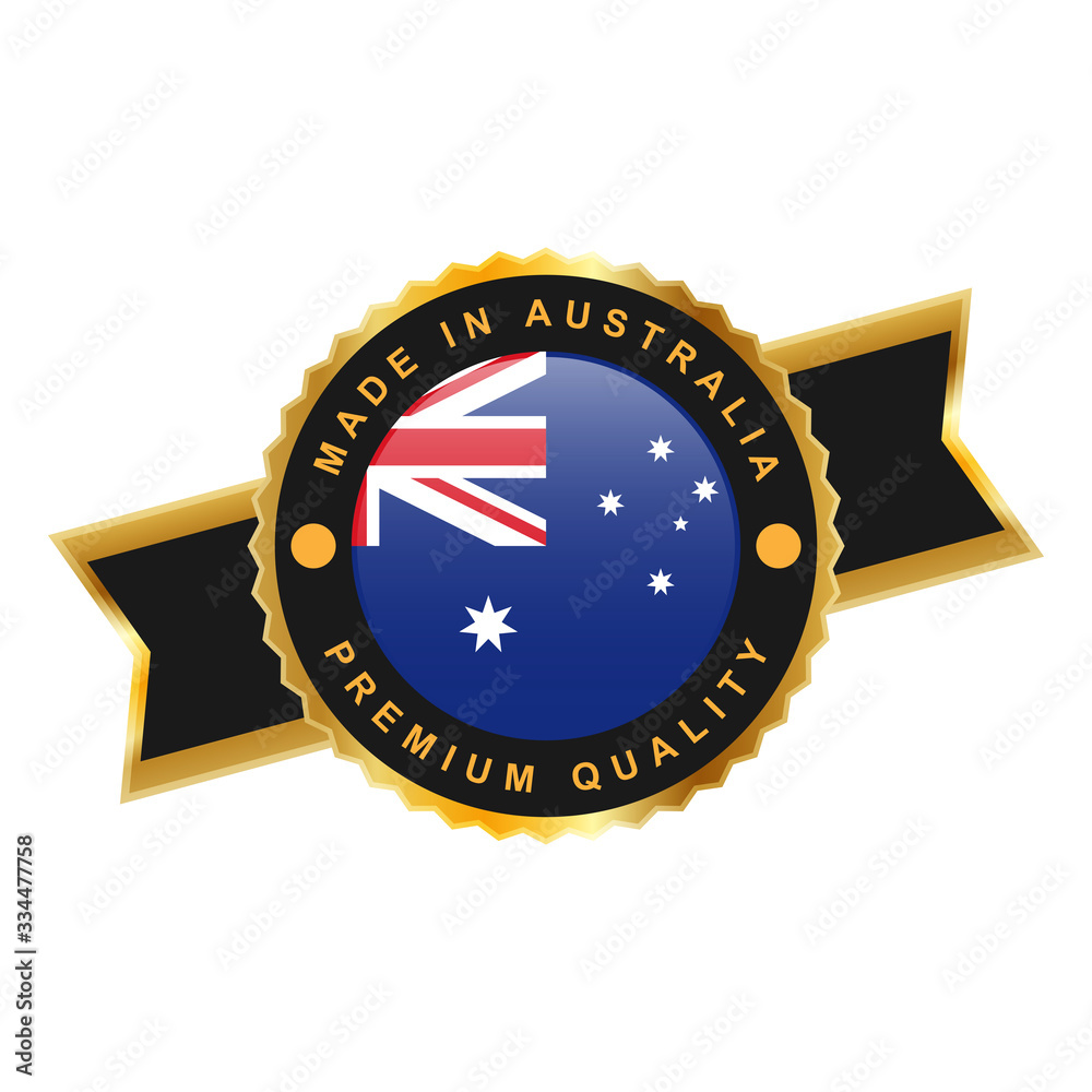 Made in australia emble badge label illustration template design Stock ...