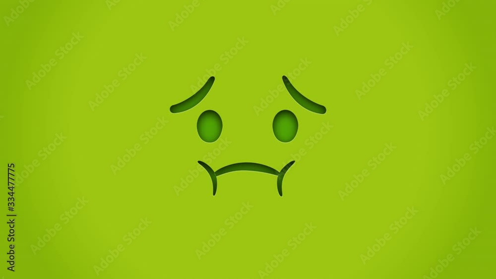 Animated colorful looping face vomiting emoji background for apps or ad ...