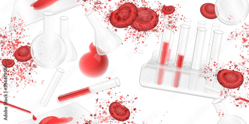 Seamless pattern with laboratory set. Medical equipment for analysis ...