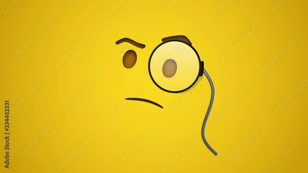 Animated colorful looping face with monocle emoji background for apps ...