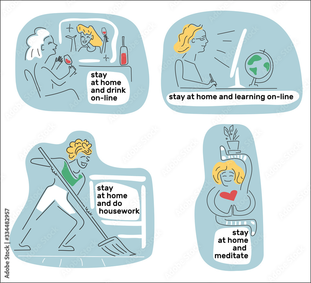 Stay home.Vector quarantine coronavirus prevention illustration ...
