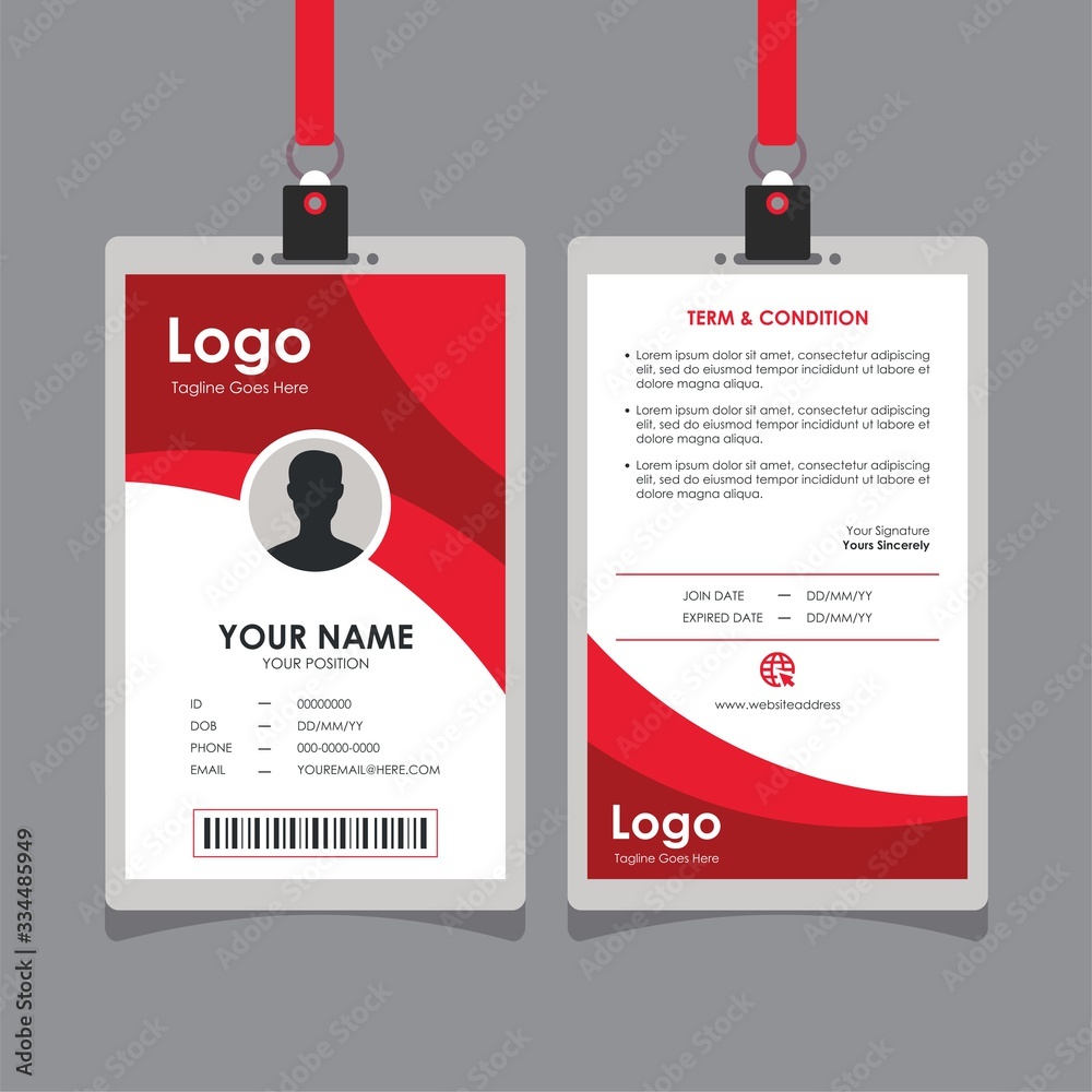 Simple Abstract Red Id Card Design, Professional Identity Card Template ...