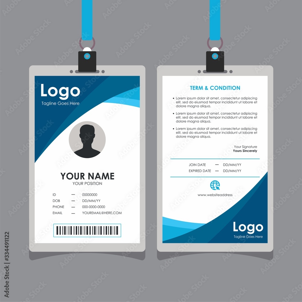 Simple Fresh Blue Wave Id Card Design, Professional Identity Card ...