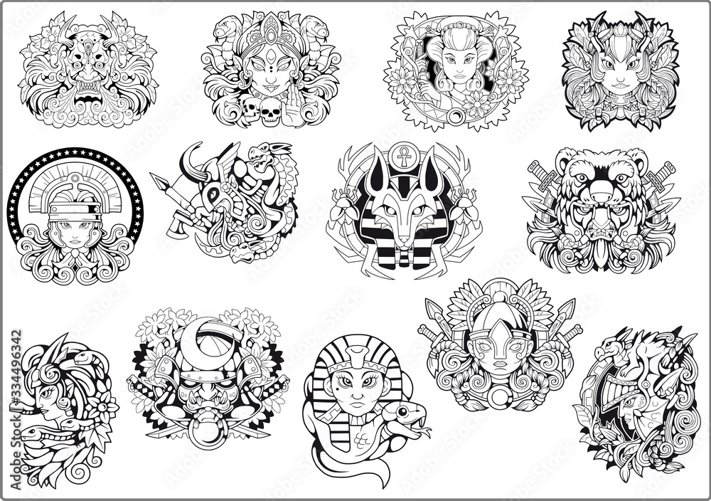 legendary mythological characters, set of images Stock Illustration ...