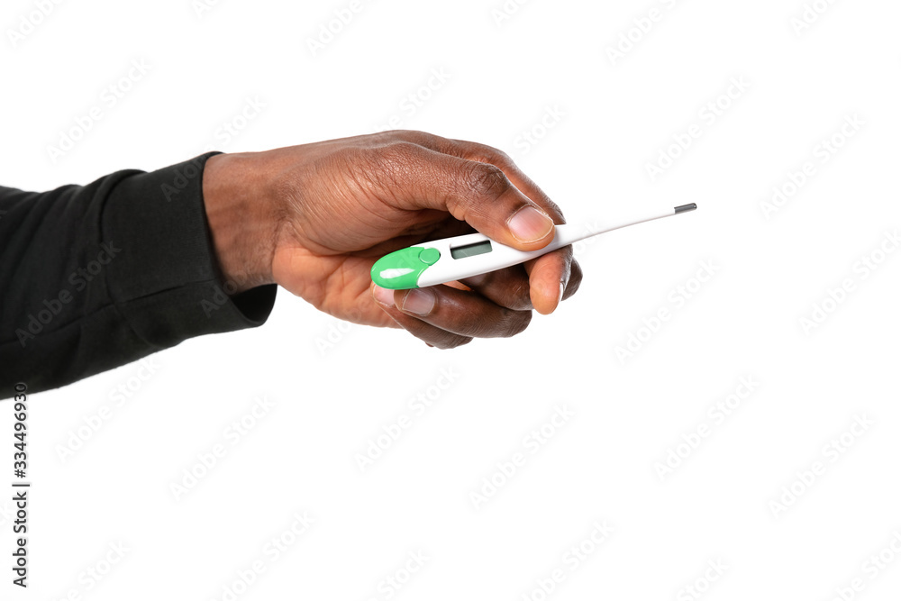 How coronavirus changed our lives. Man taking temperature, holding ...