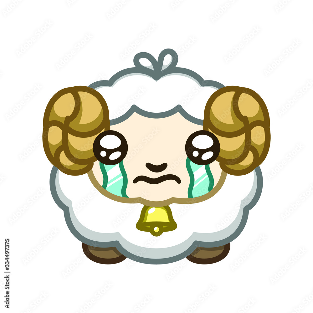 Cute simple sad fluffy sheep cartoon icon illustration. Logo drawing ...