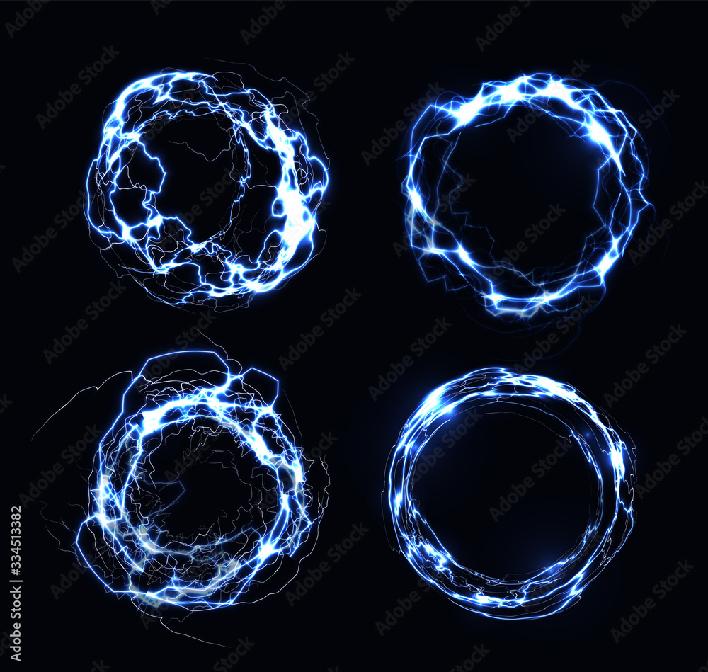 Electric frames, lightning collection, circle made of electric ...