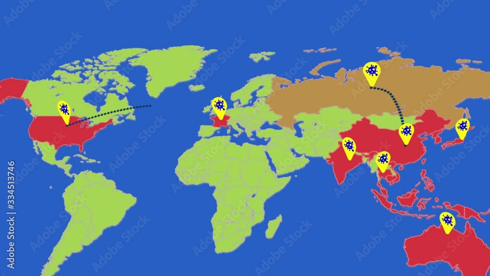 Coronavirus 2019-nCov flu spreading on basic map infographic. Start ...