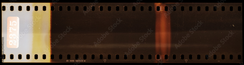 Start of 35mm negative filmstrip, real scan of film material with cool ...