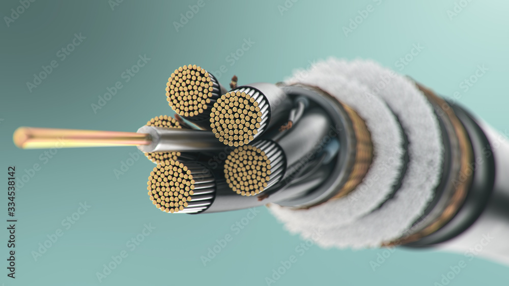 3d illustration, concept of fiber optic cable on a colored background ...