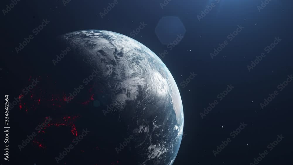 Beautiful sunrise in space above the earth. View from the space ...