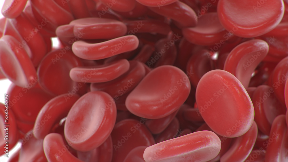 Abstract red blood cells clot. Scientific and medical concept. Transfer ...