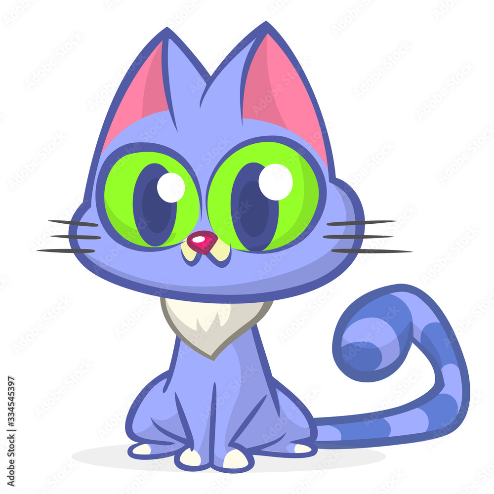Cute and funny cartoon cat. Vector illustration Stock Vector | Adobe Stock