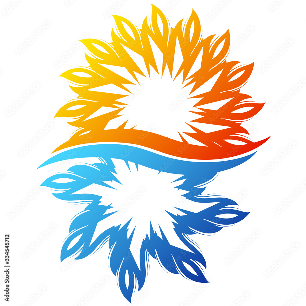 Air conditioning symbol sun and snowflake Stock Vector | Adobe Stock
