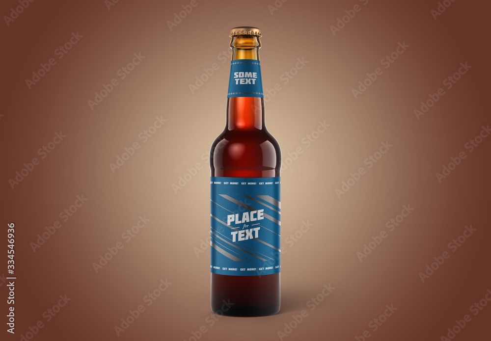 Classic Front View Beer Bottle Mockup Stock Template | Adobe Stock