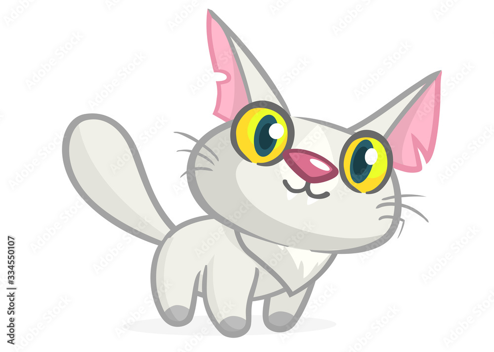 Cute and funny cartoon cat. Vector illustration Stock Vector | Adobe Stock