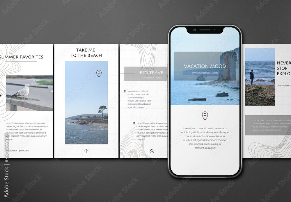 Minimalist Black and White Social Media Stories Layout Set Stock ...