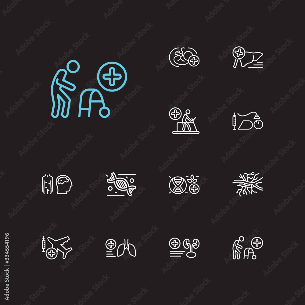 Anatomy icons set. Angiology and anatomy icons with geriatrics ...