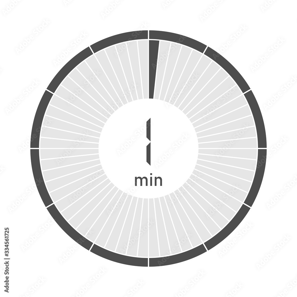 The 1 minutes stopwatch icon, digital timer. Vector illustration. Stock ...